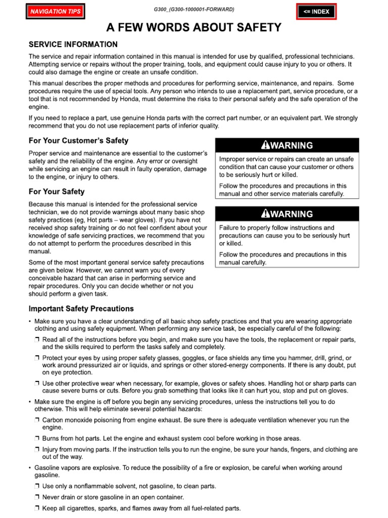 Honda G300 Engine | PDF