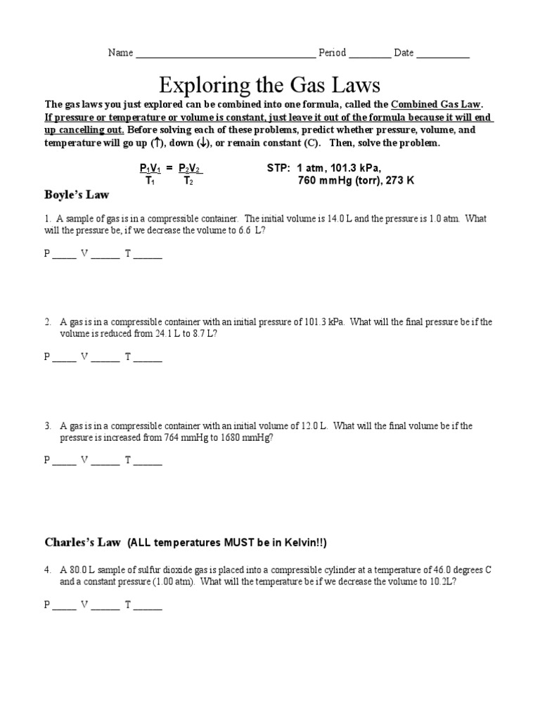 Exploring The Gas Laws - Math | PDF | Gases | Temperature