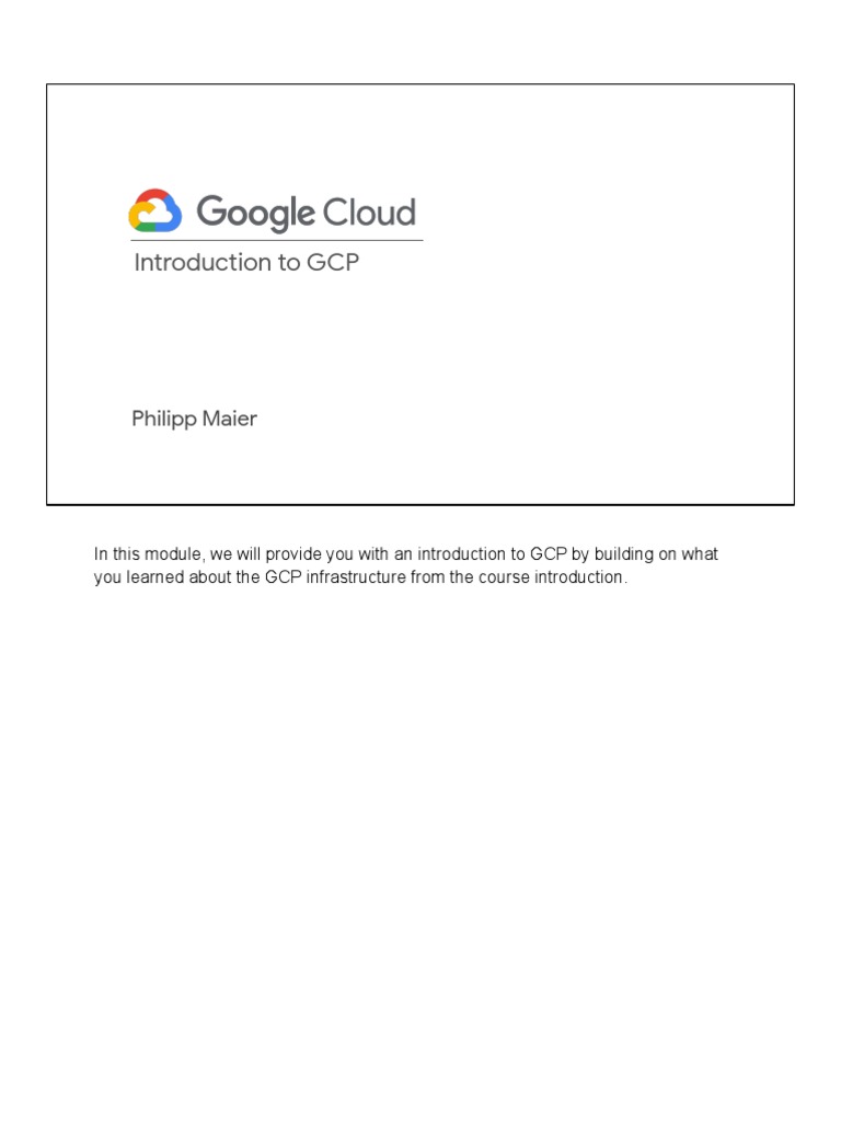 Introduction To GCP: Philipp Maier | PDF | Command Line Interface | Shell (Computing)
