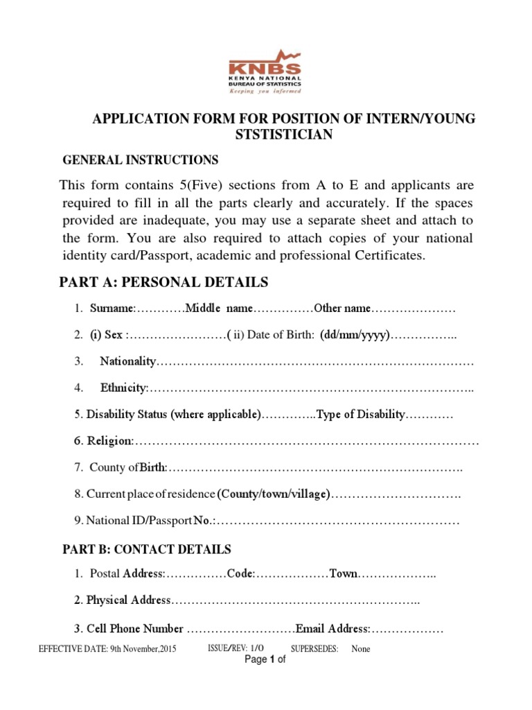 Internship Application Form | PDF | Identity Document | Government And Personhood