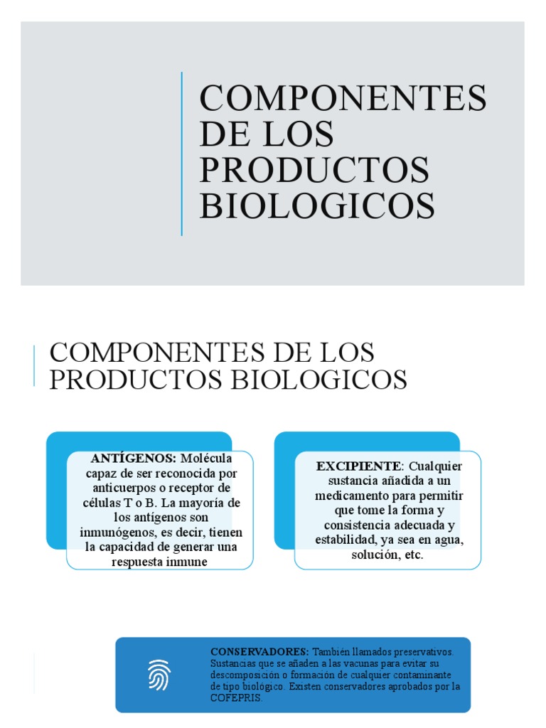 Componentes de Los Productos Biologicos Chuy | PDF | Vacunas | Sistema ...