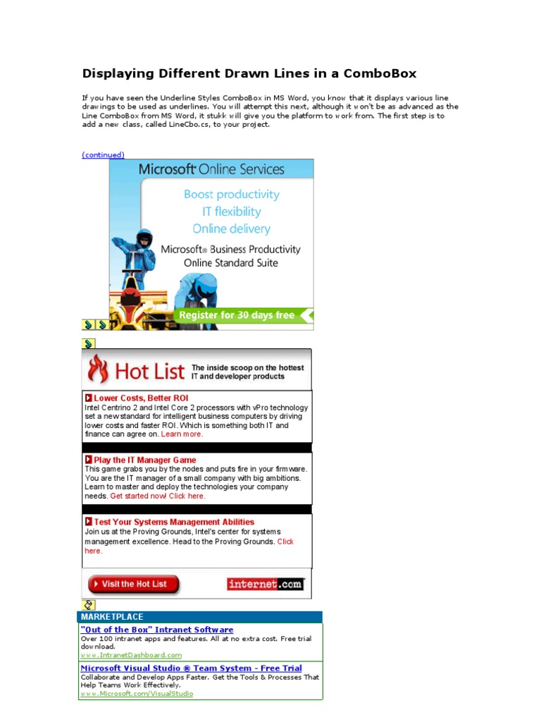 Displaying Different Drawn Lines in A Combobox: (Continued) | PDF | Intel | Application Software