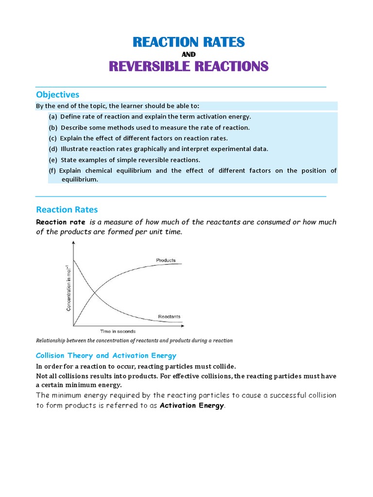 4.3 Reaction Rates and Reversible Reactions | PDF | Reaction Rate ...