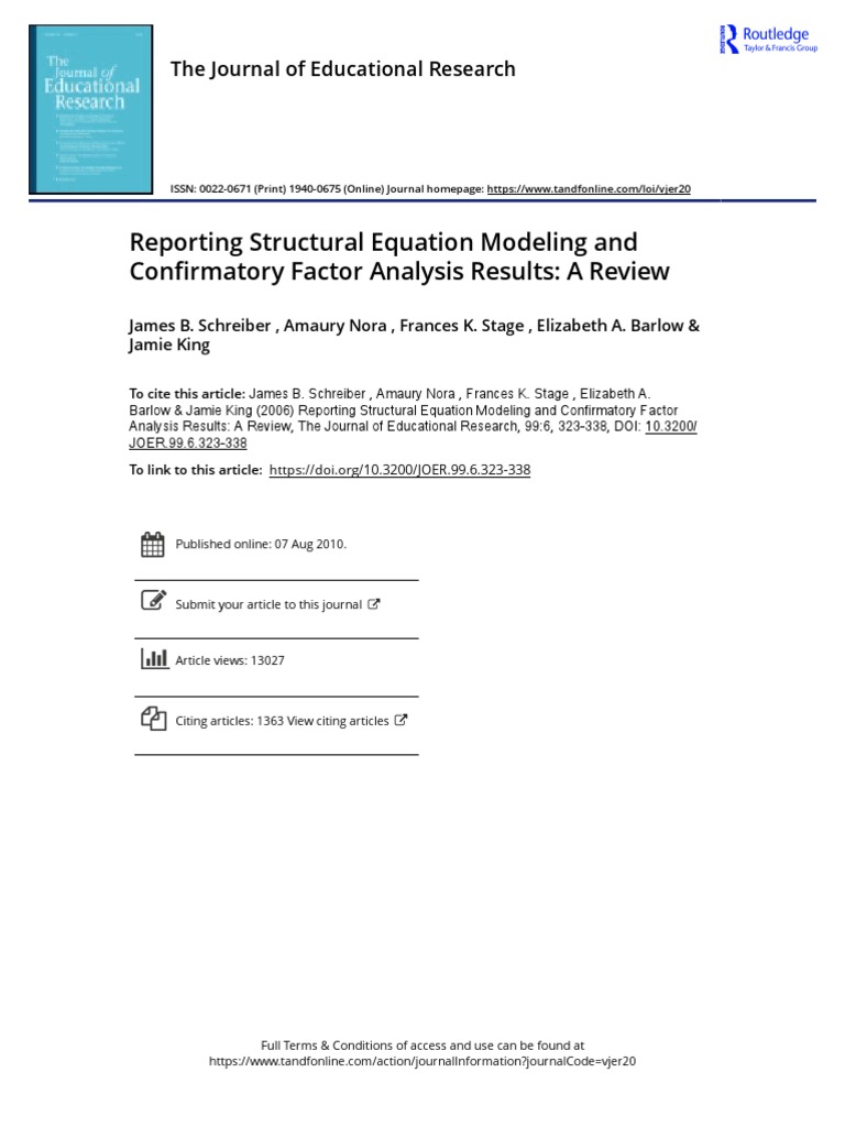 Reporting Structural Equation Modeling and Confirmatory Factor Analysis Results: A Review | PDF ...