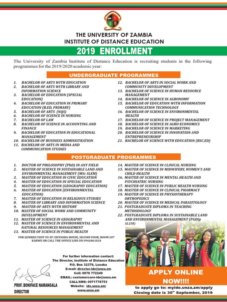 2019 Enrollment: The University of Zambia Institute of Distance ...