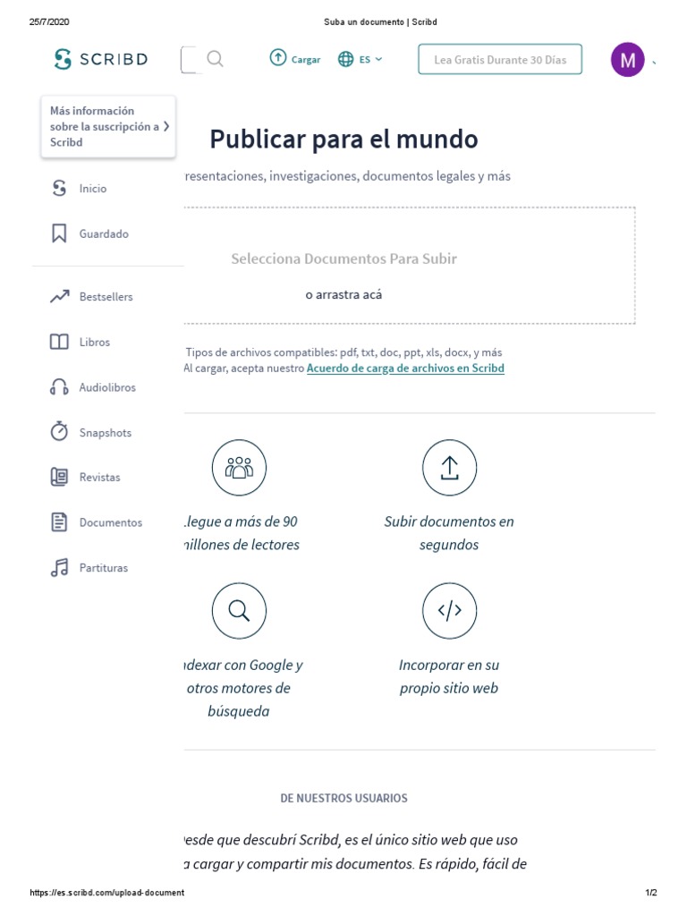 Suba Un Documento - Scribd PDF | PDF | Scribd | ciberespacio