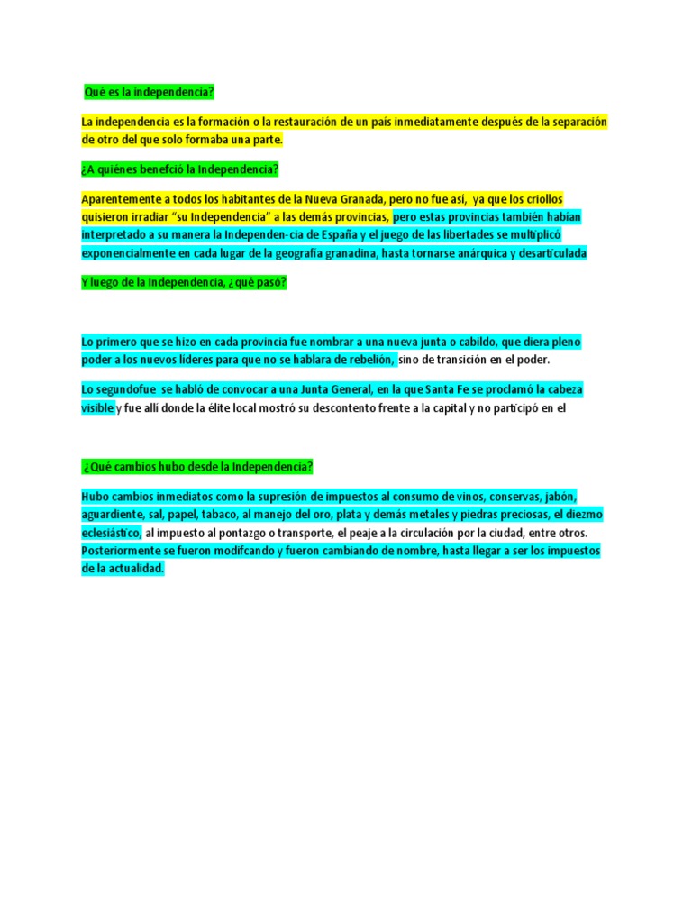 Definición y Consecuencias de la Independencia | PDF
