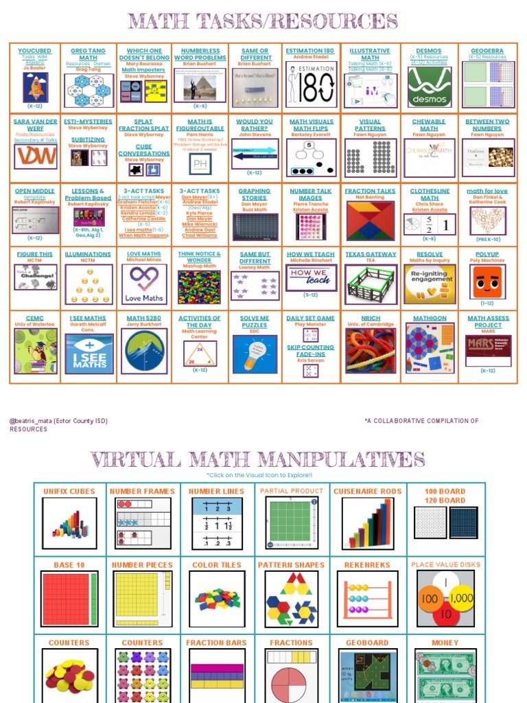 Math Tasks Resources Manipulatives | PDF | Written Communication ...