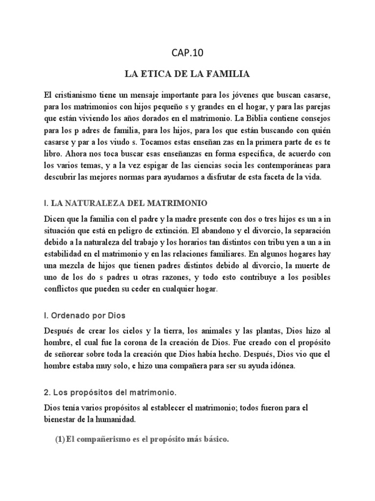 La Etica de La Familia Tema 10 | PDF | Matrimonio | Familia