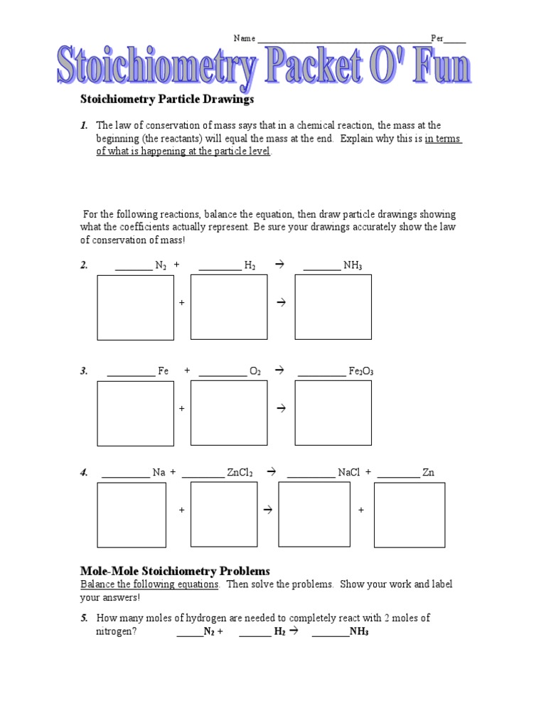 Stoichiometry Packet | PDF | Stoichiometry | Mole (Unit)