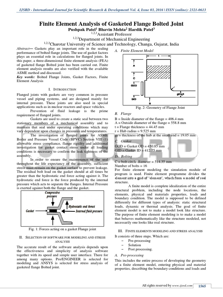 FEA of Gasketed Flange Joints | PDF | Stress (Mechanics) | Mechanical ...