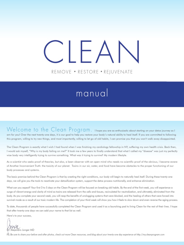 Clean Program Manual | PDF | Detoxification (Alternative Medicine ...
