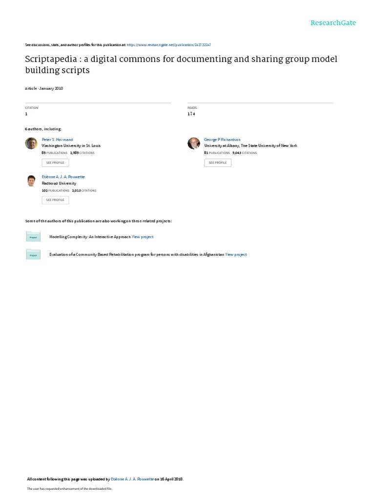 Scriptapedia: A Digital Commons For Documenting and Sharing Group Model ...