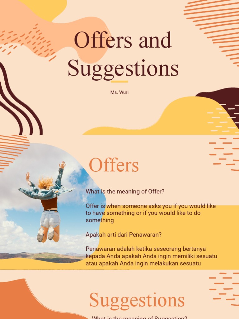 Offers and Suggestions: Ms. Wuri | PDF | Career & Growth | Language ...