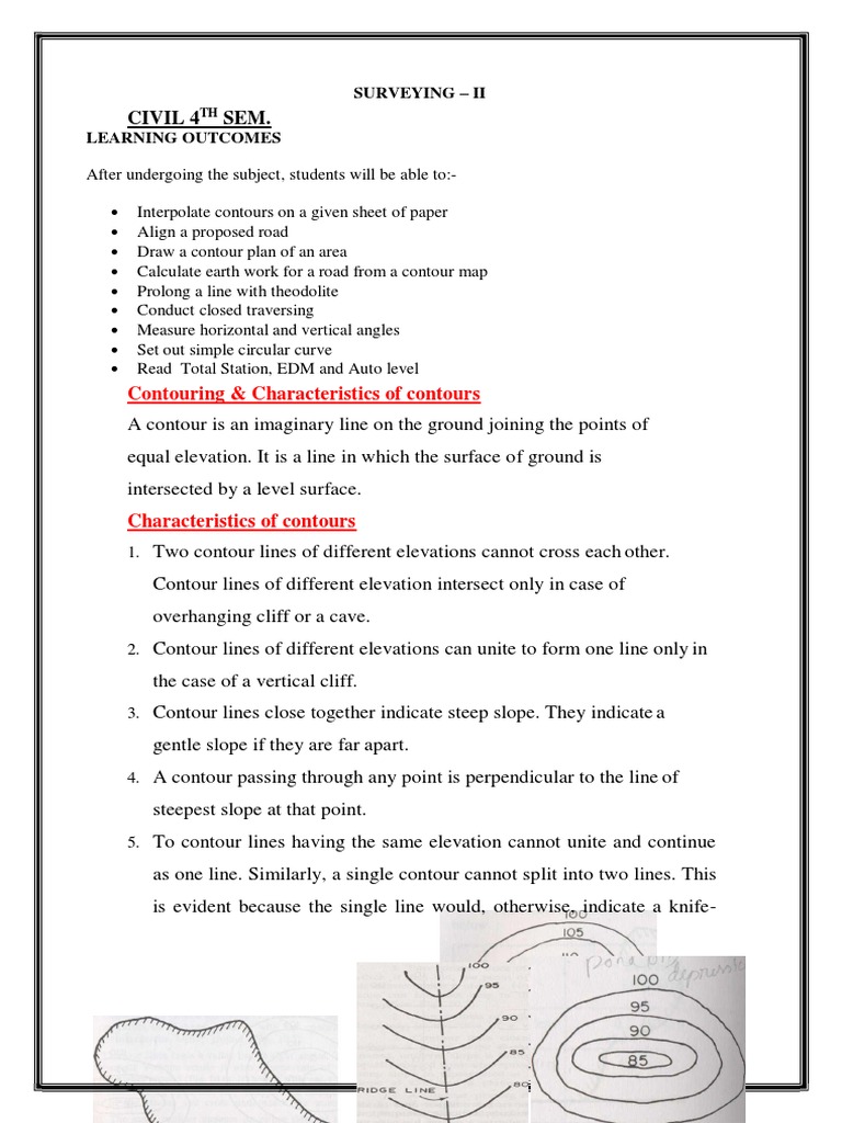 Civil 4 Sem.: Contouring & Characteristics of Contours | PDF | Contour ...