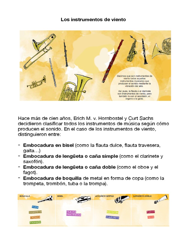 6º Cuestionario 2. Los Instrumentos de Viento | PDF
