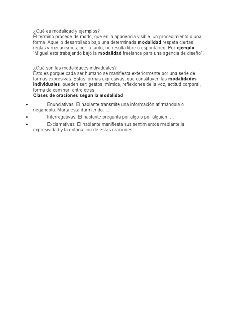 Qué Es Modalidad y Ejemplos | PDF