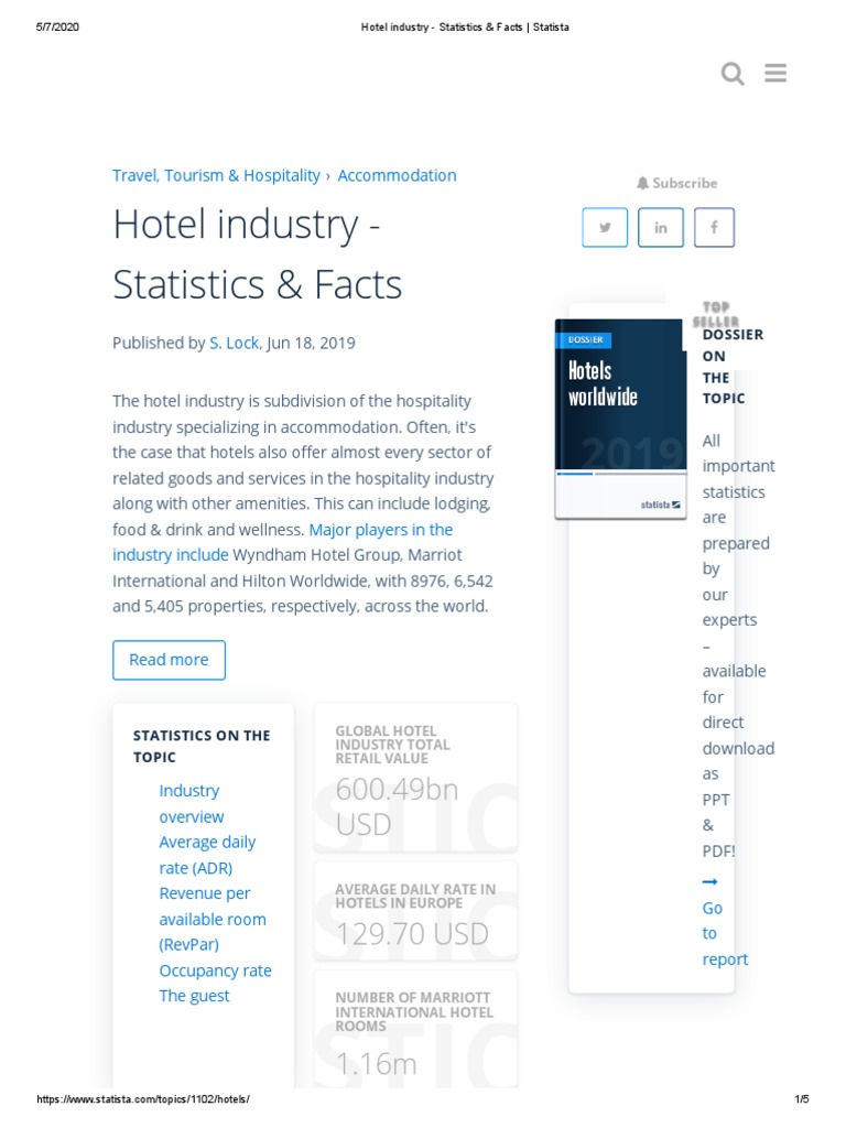 Hotel Industry - Statistics & Facts - Statista | PDF | Marriott ...