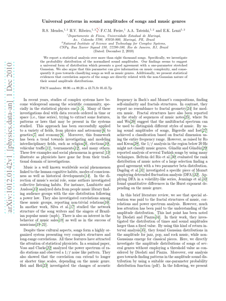 Universal Patterns Music | PDF | Sound | Normal Distribution