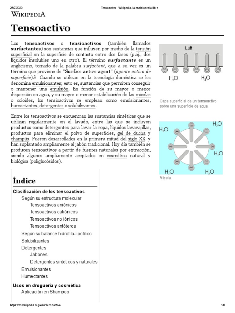 Tensoactivo | PDF | Tensioactivo | Sustancias químicas