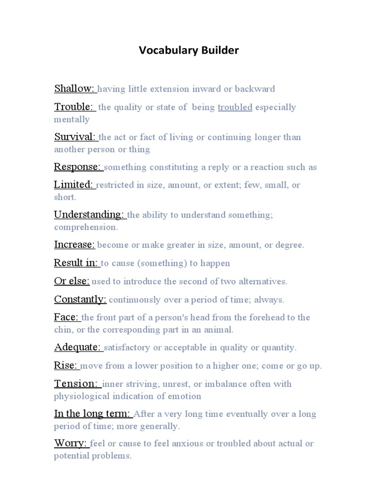 Vocabulary Builder | PDF