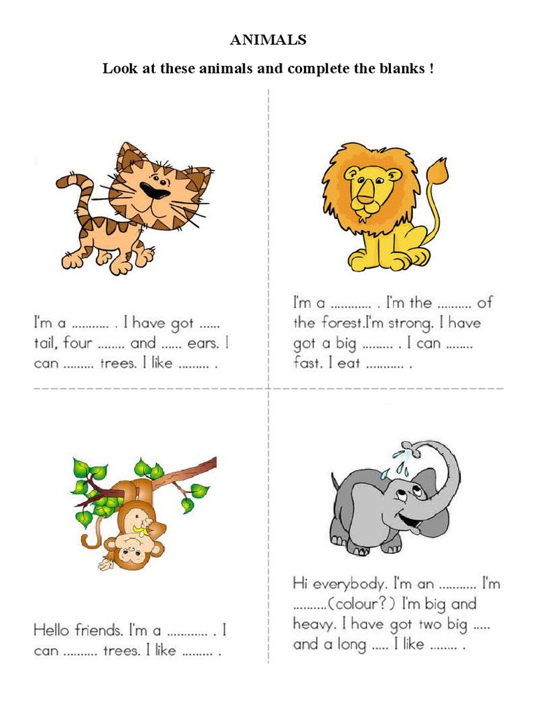Animals Look at These Animals and Complete The Blanks ! | PDF