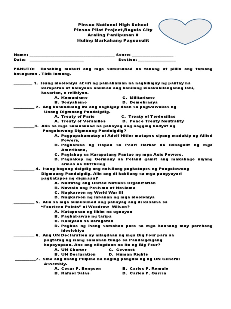 Grade 10 Ap Final Exam | PDF