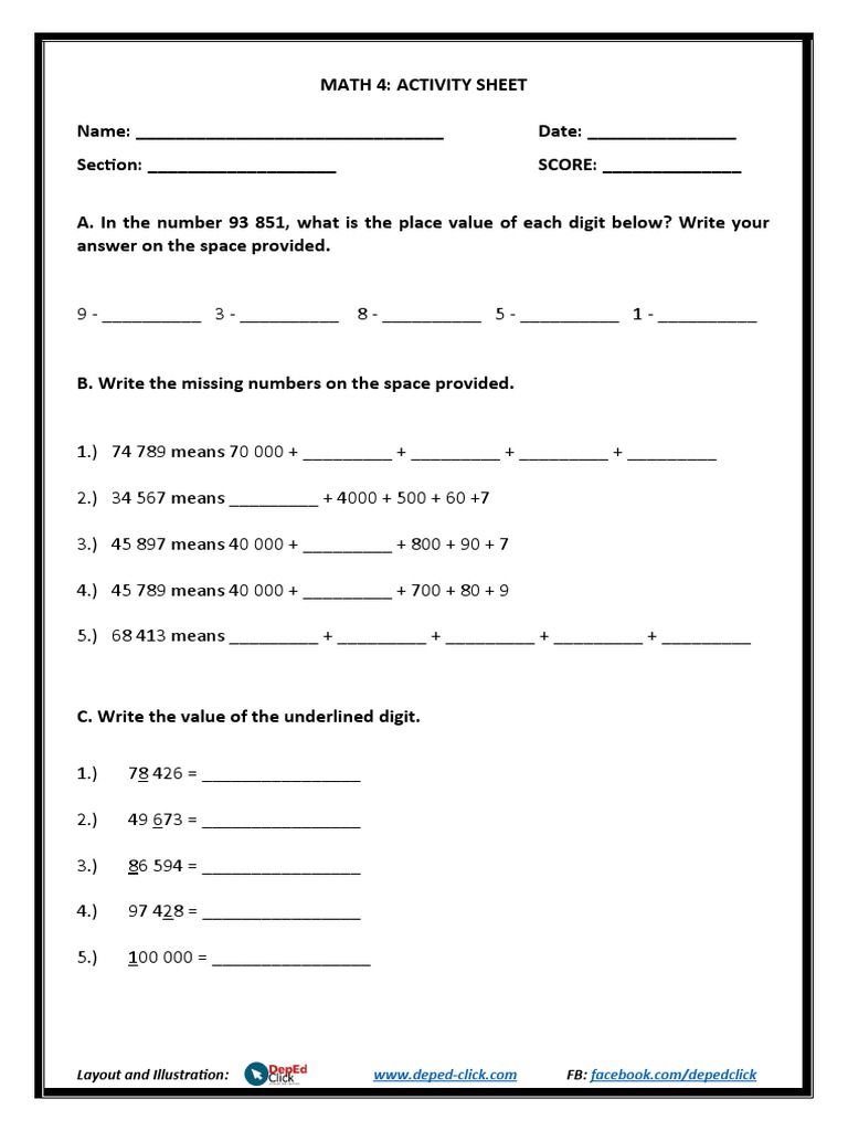 Grade 4 Activity Sheets Q1 Week 1 | PDF