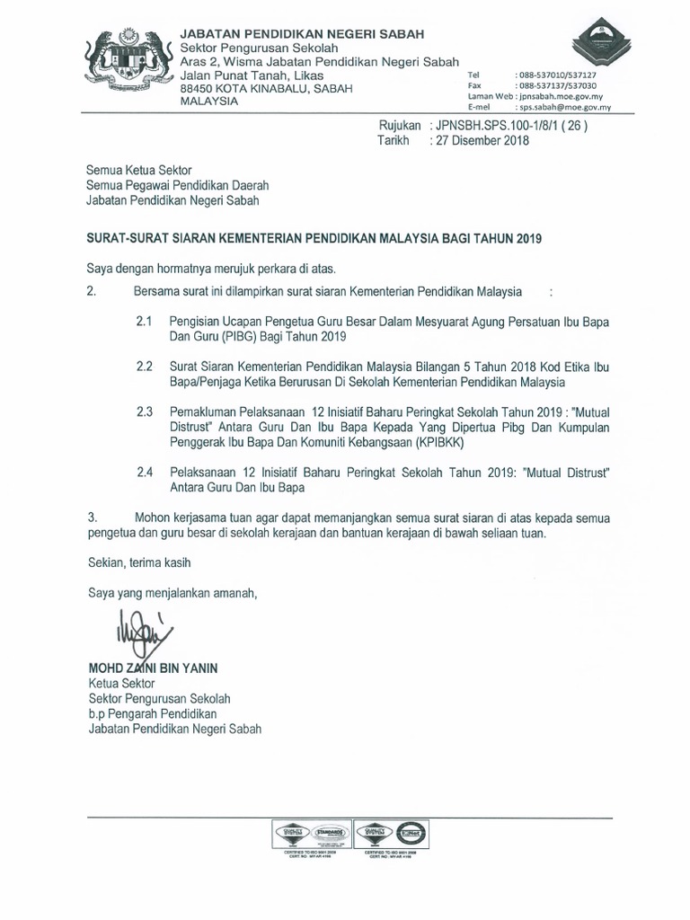 Surat Siaran KPM 2019 | PDF