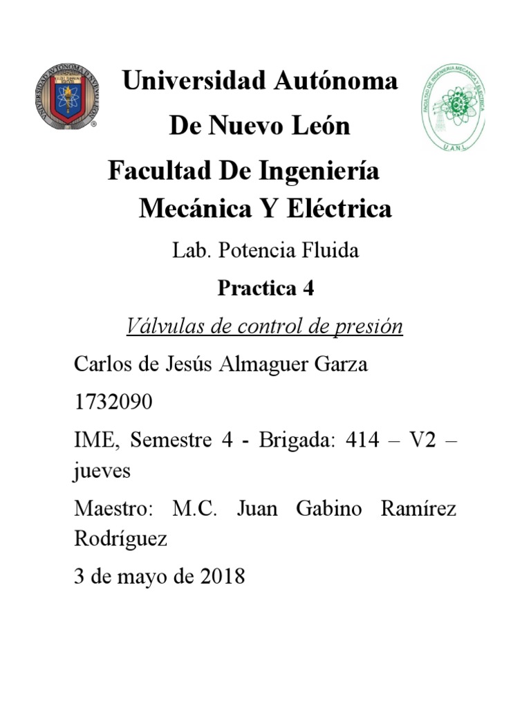 Practica 4 Lab Potencia Fluida | PDF | Presión | Válvula