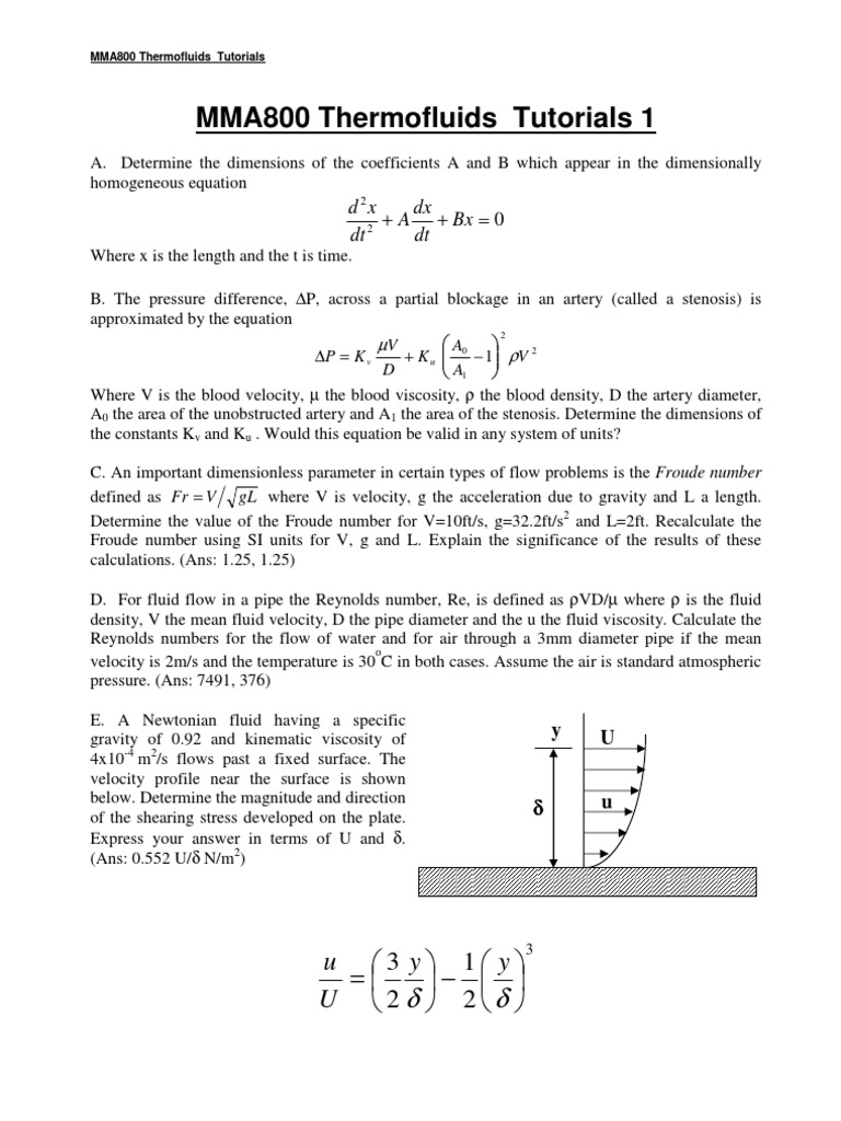 Thermofluids Tutorial Guide | PDF | Viscosity | Materials Science