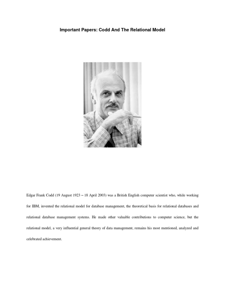 Important Papers: Codd and The Relational Model | PDF | Relational ...