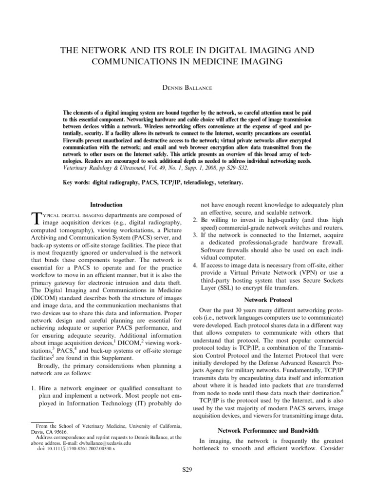 The Network and Its Role in Digital Imaging and Communications in ...