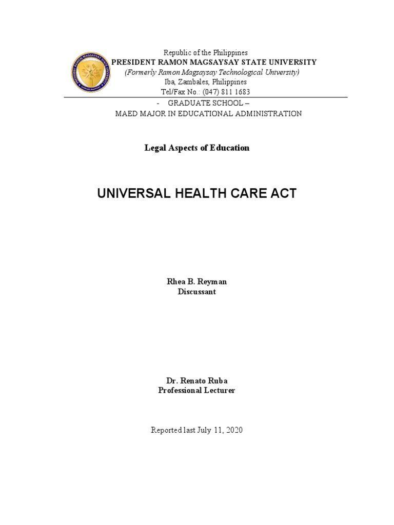 RA 11223-Legal-Aspects - RHEA | PDF | Universal Health Care | Hospital