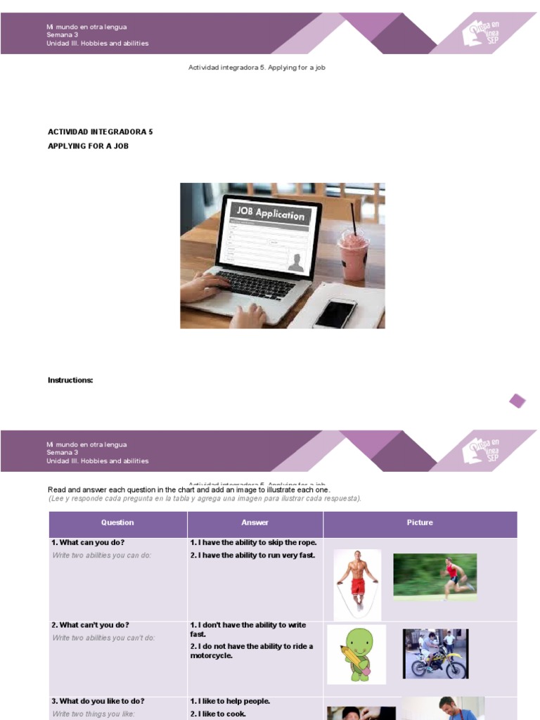 Actividad Integradora 5 Applying For A Job: Mi Mundo en Otra Lengua ...