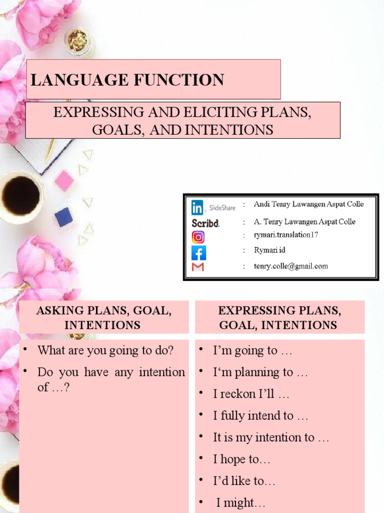 Language Function: Expressing and Eliciting Plans, Goals, and ...