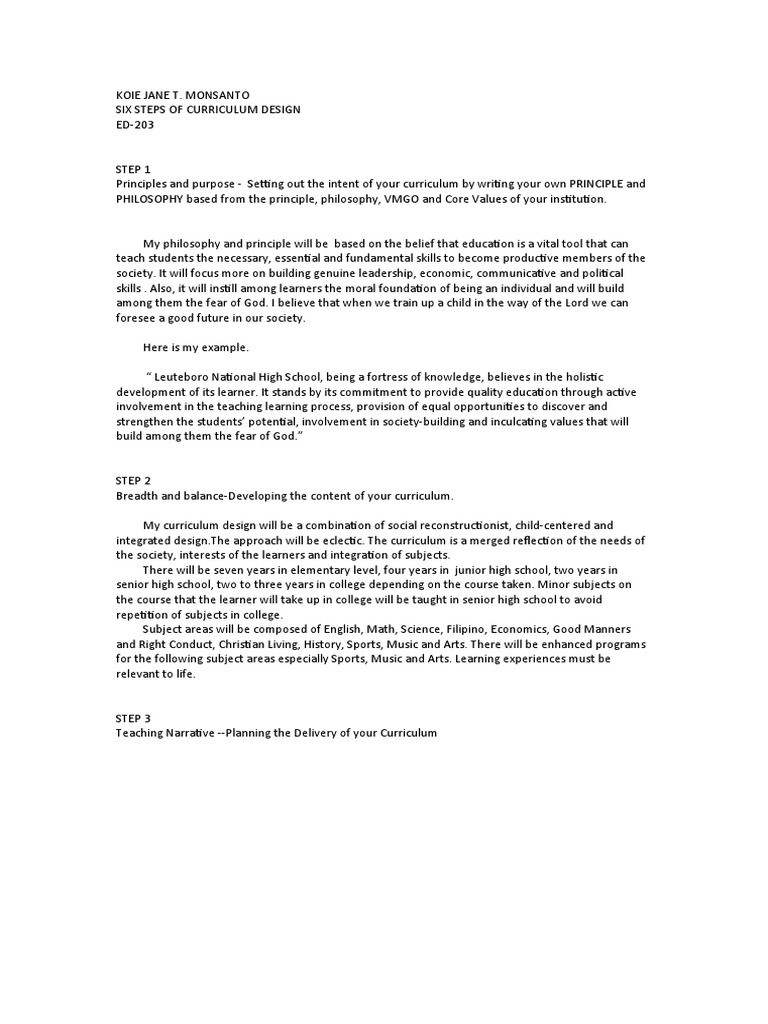 Six Steps of Curriculum Design | PDF | Curriculum | Educational Assessment
