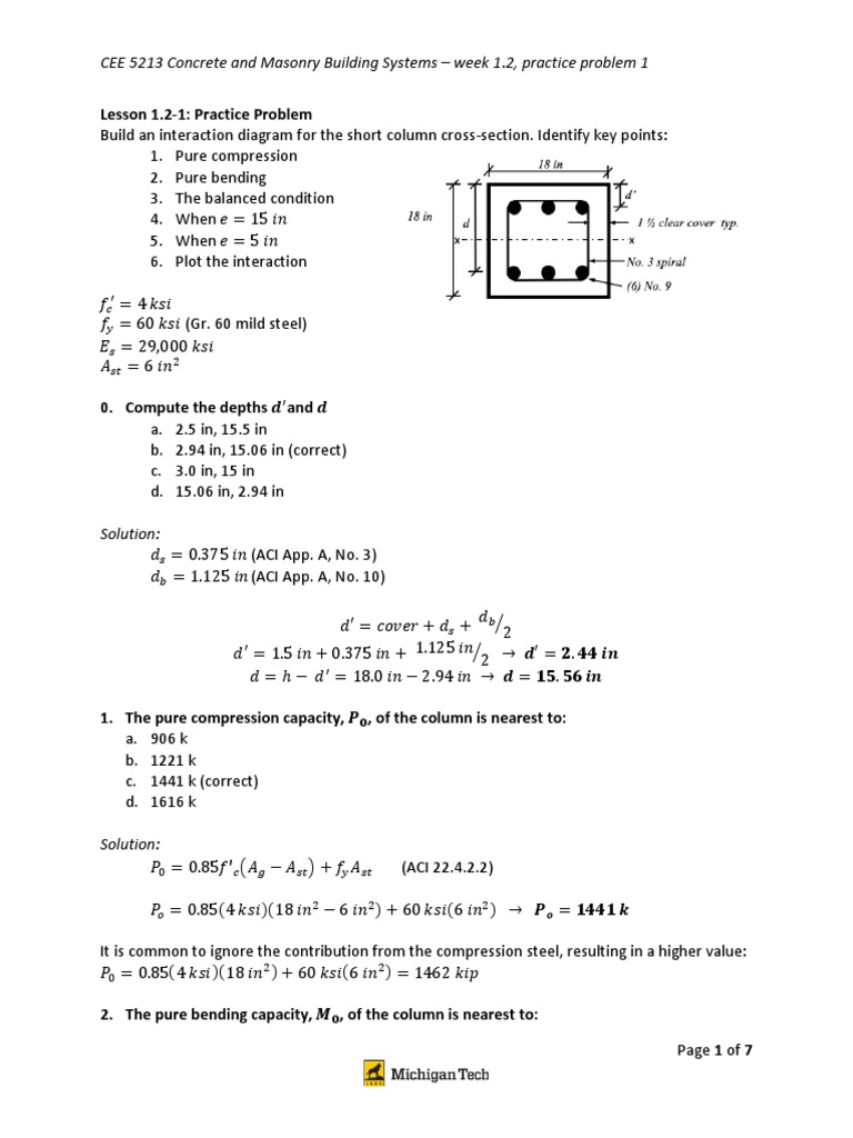 Lesson 1.2-1: Practice Problem: CEE 5213 Concrete and Masonry Building ...