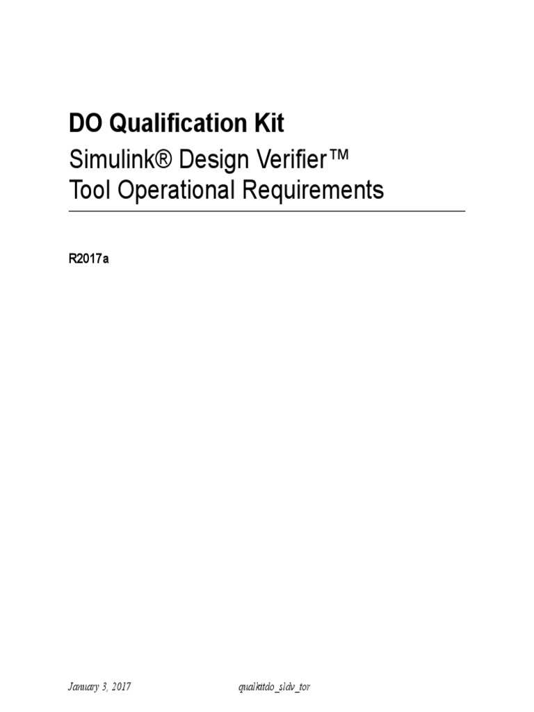 DO Qualification Kit: Simulink® Design Verifier™ Tool Operational Requirements | Download Free ...