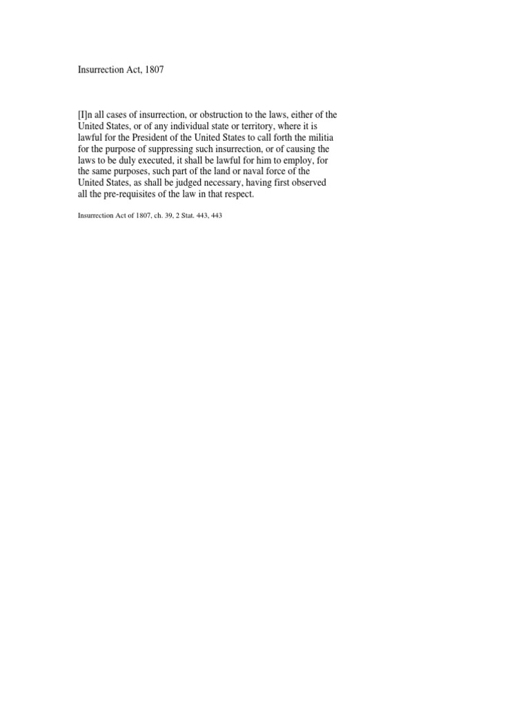 Overview of the Insurrection Act 1807 | PDF | Law