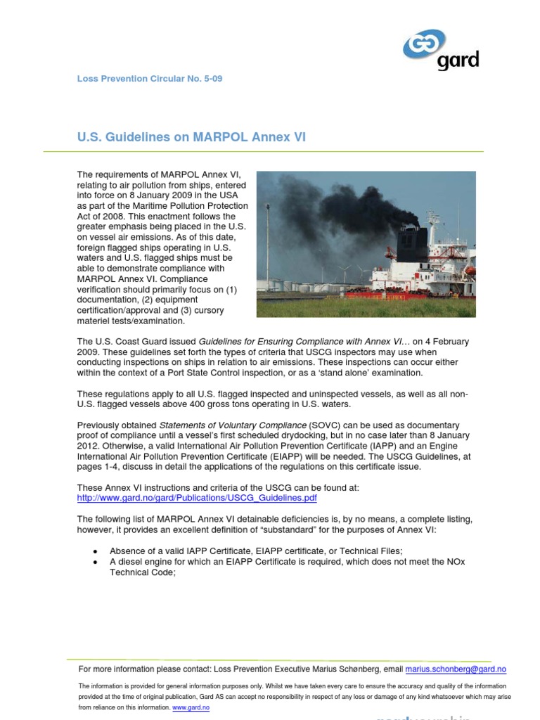No 05-09 US Guidelines On Marpol Annex VI | PDF | United States Coast ...