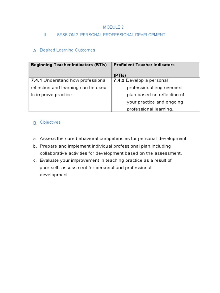 II. Session 2: Personal Professional Development | PDF | Educational ...