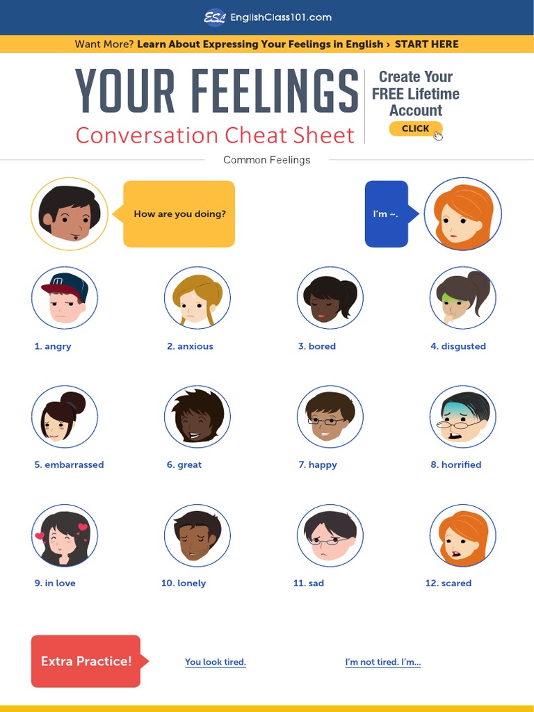 Your Feelings: Conversation Cheat Sheet | PDF