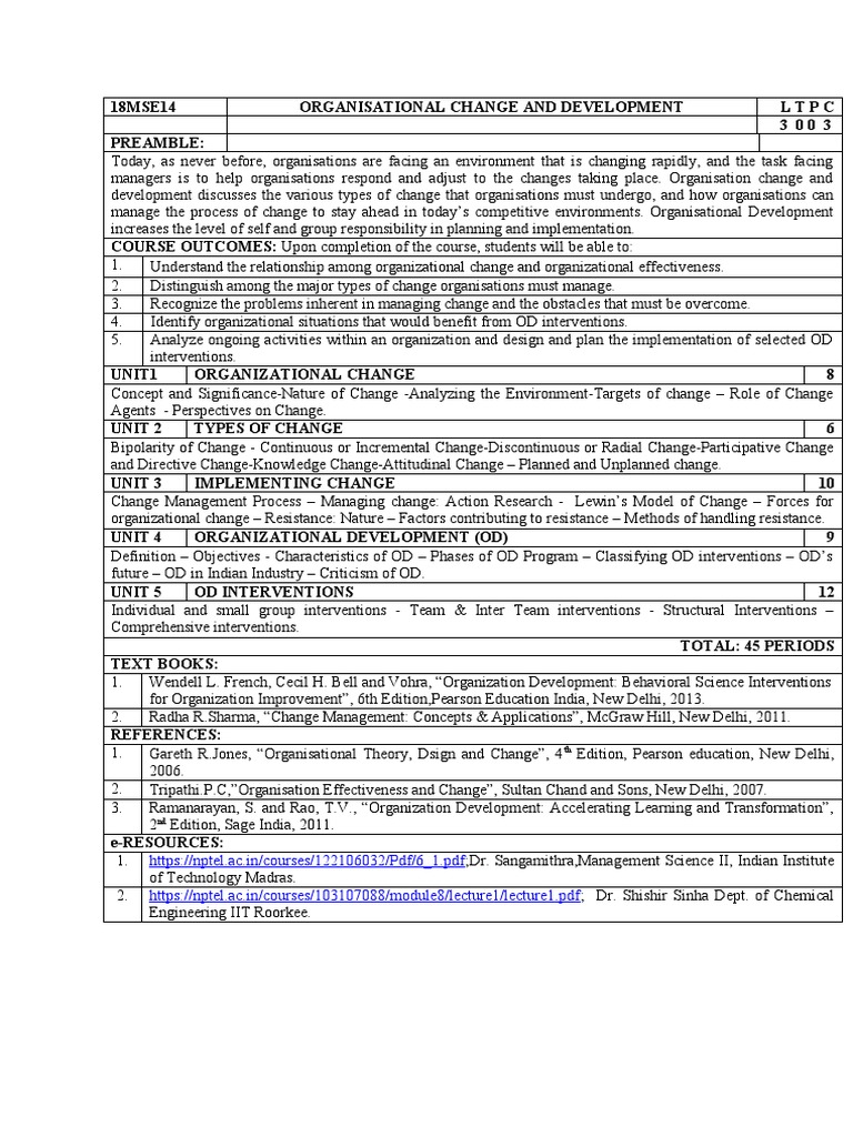 OCD Syllabus | PDF | Organization Development | Psychological Concepts