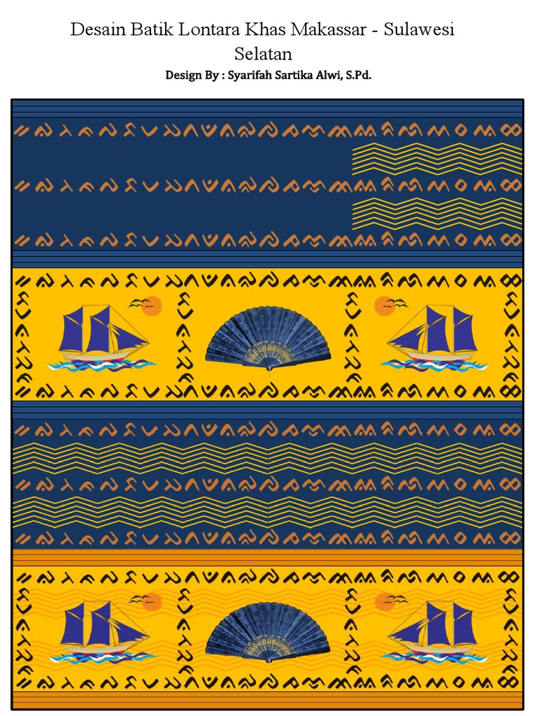 Desain Batik Lontara Khas Makassar New Biru | PDF