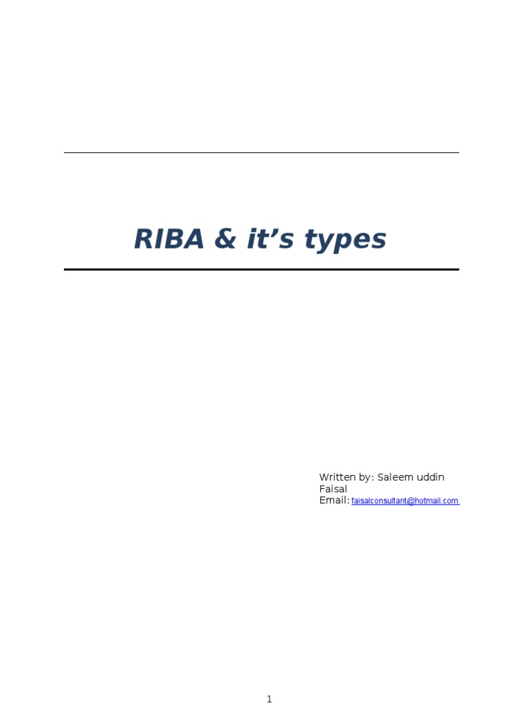 RIBA and it's types | Usury | Interest