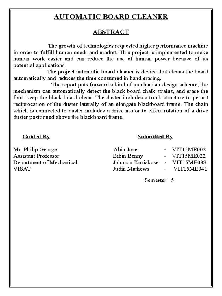 Automatic Board Cleaner | PDF