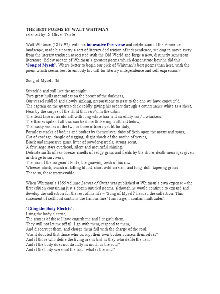 10 of The Best Walt Whitman Poems Everyone Should Read | PDF | Poetry