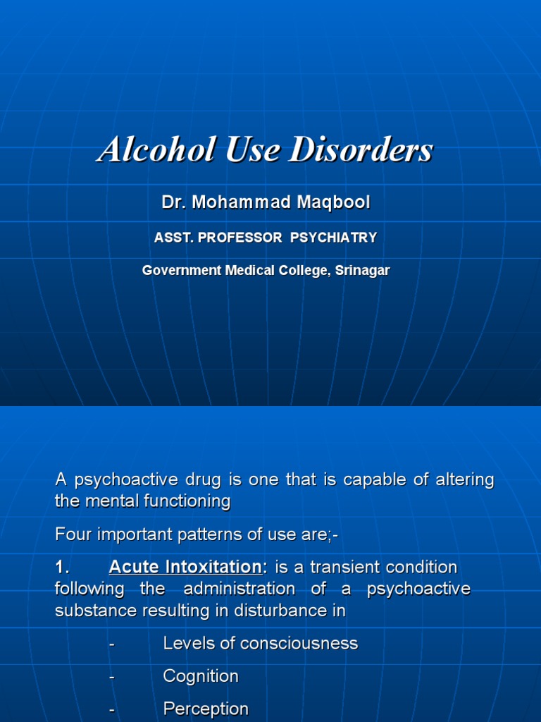 Alcohol Use Disorders Overview | PDF | Alcoholism | Substance Abuse