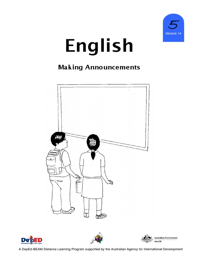 GRADE 5 English MODULE 14 - Making Announcements | PDF | Learning ...